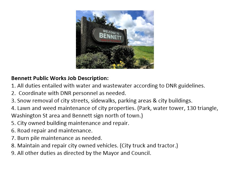 City of Bennett, Iowa | News and Events